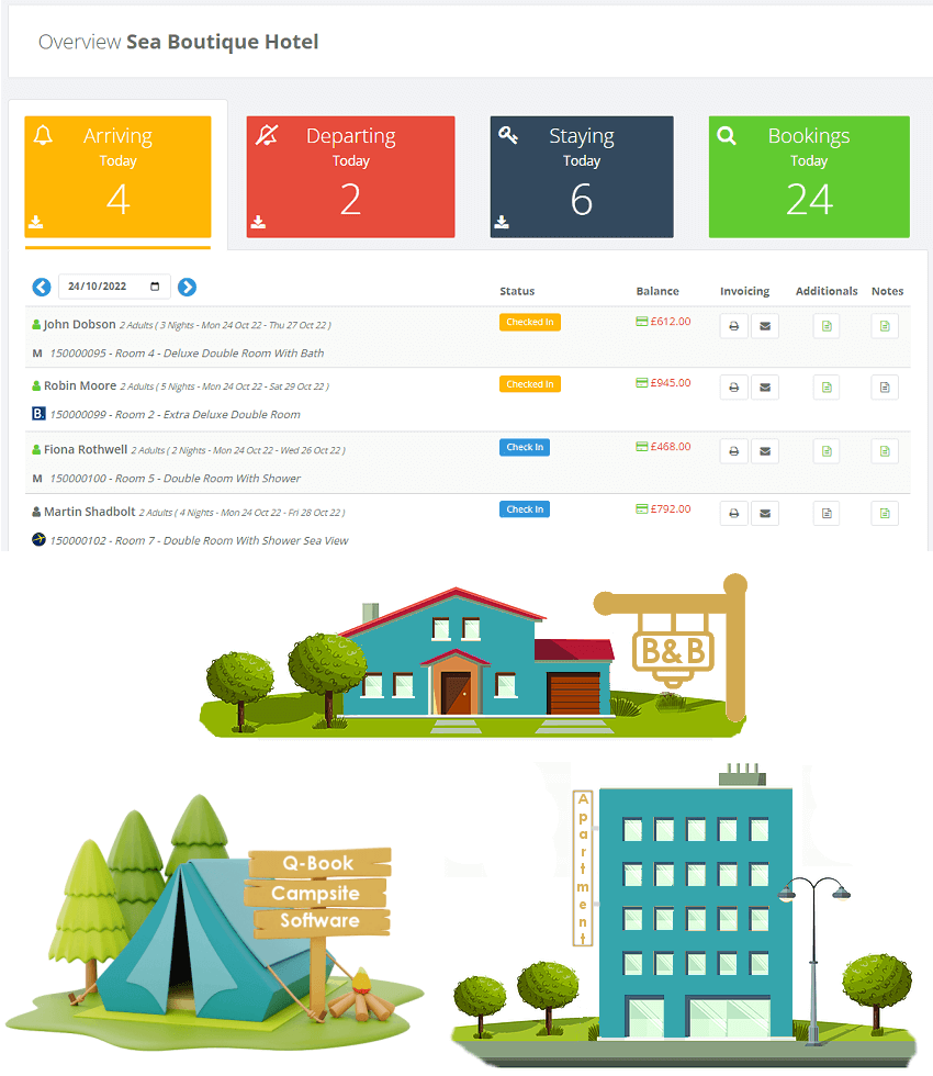 Free Online Booking Reservation System for Hotels, B&Bs amd Camping Pitches